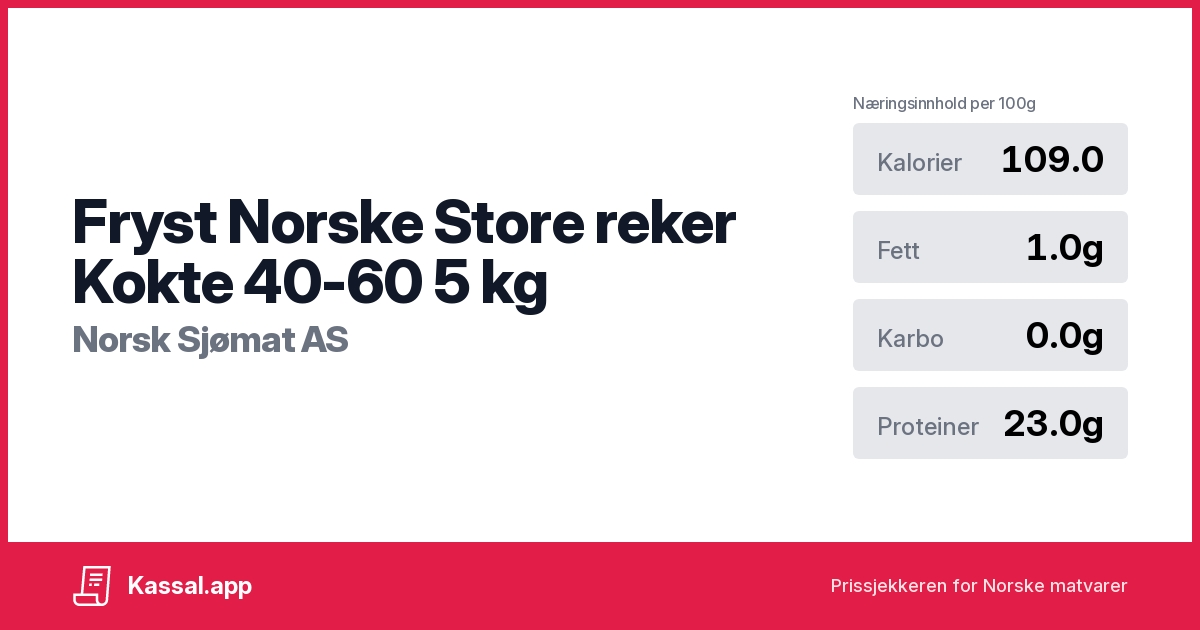 Store frosne reker 40/60 Fryst, 5 kg - Kassalapp®
