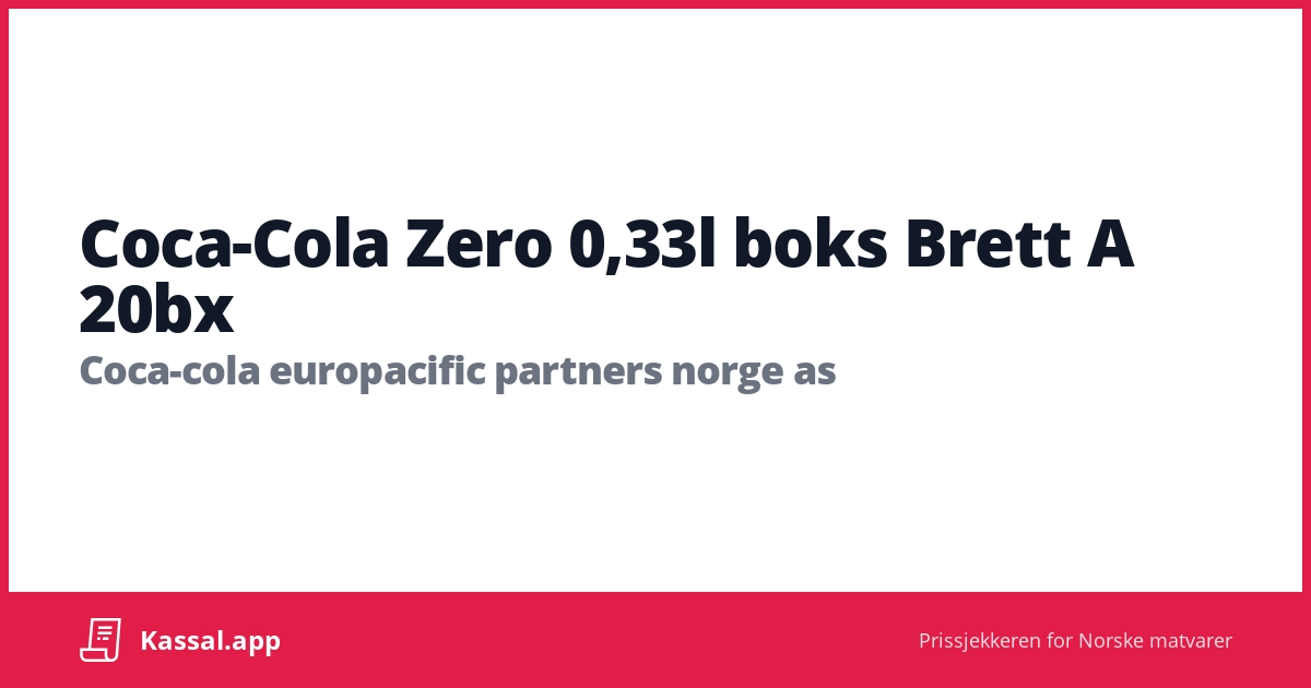 Coca-Cola Zero 0,33l boks Brett A 20bx - Kassalapp®