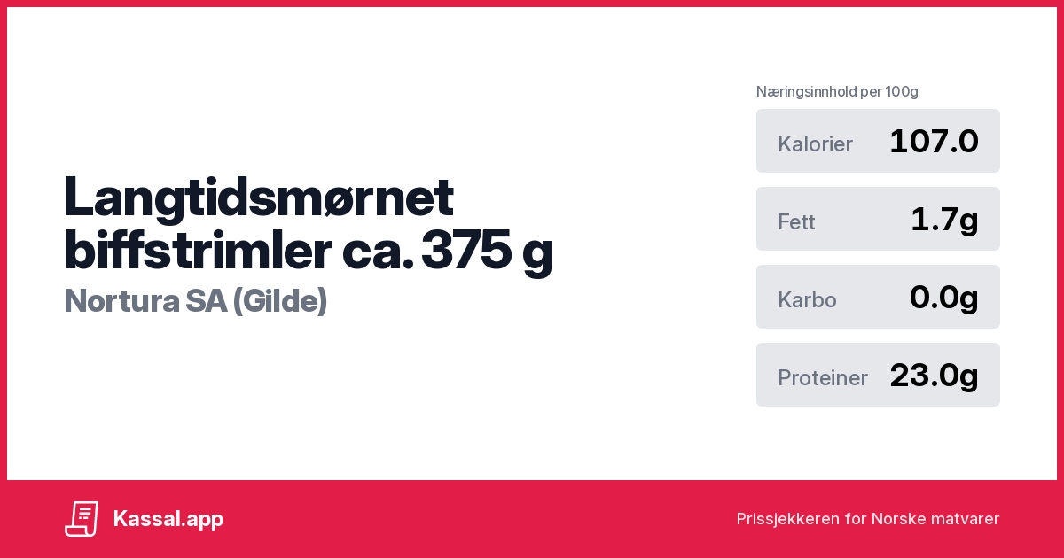 Langtidsmørnet biffstrimler ca. 375 g - Kassalapp®