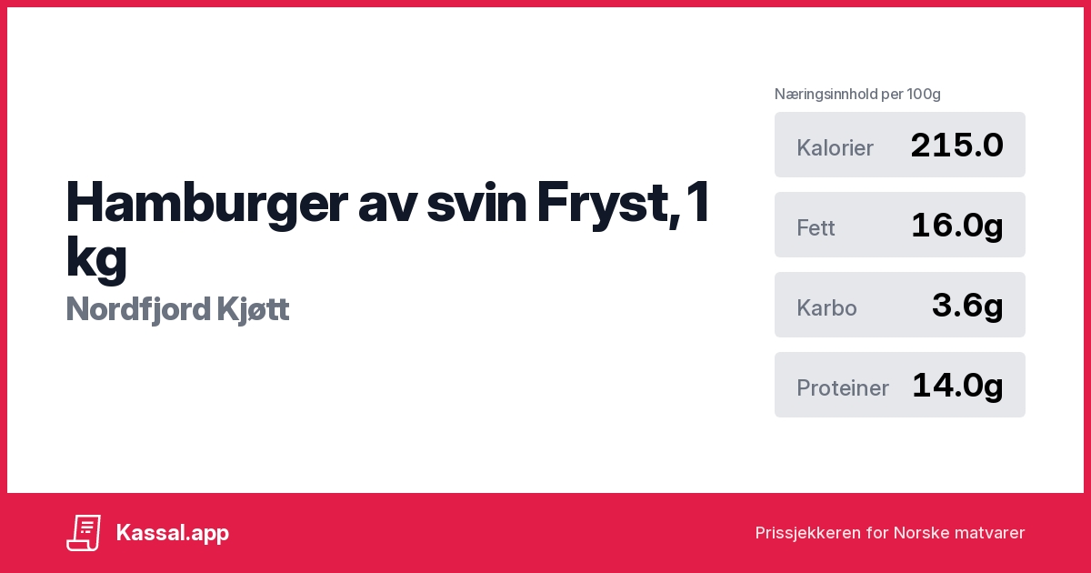 Hamburger av svin Fryst, 1 kg - Kassalapp®