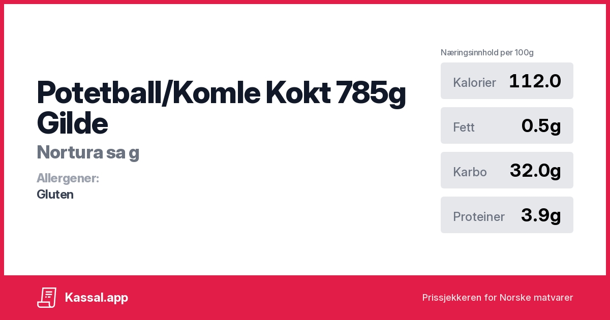 Potetball/Komle Kokt 785g Gilde - Kassalapp®