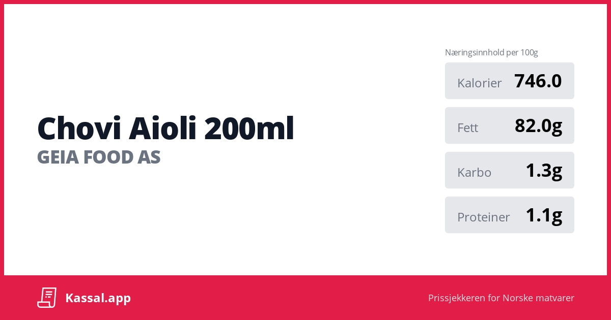 Chovi Aioli 200ml - Kassalapp®