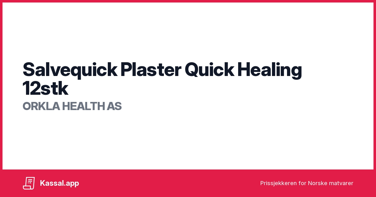 Salvequick Plaster Quick Healing 12stk - Kassalapp®