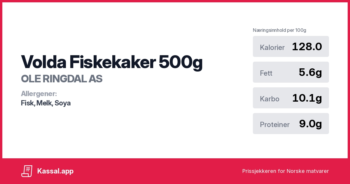 Volda Fiskekaker 500g - Kassalapp®