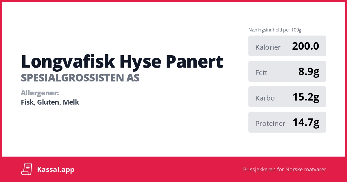 Longvafisk Hyse Panert - Kassalapp®