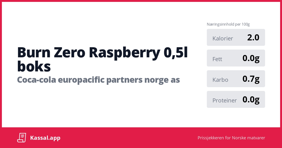 Burn Zero Raspberry 0,5l boks - Kassalapp®