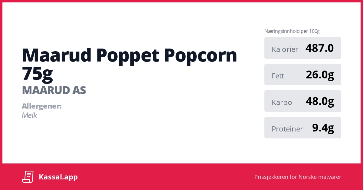 Maarud Poppet Popcorn 75g - Kassalapp®