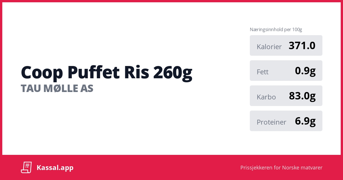 Coop Puffet Ris 260g - Kassalapp®