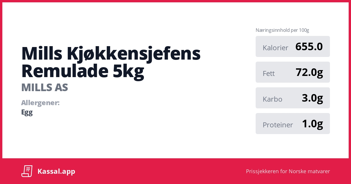 Mills Kjøkkensjefens Remulade 5kg - Kassalapp®