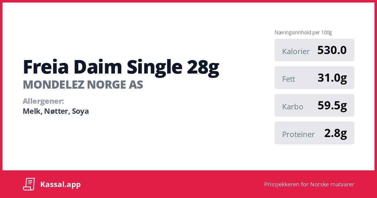 Freia Daim Single 28g - Kassalapp®