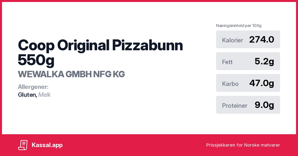 Coop Original Pizzabunn 550g - Kassalapp®