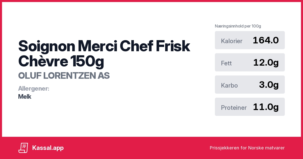 Soignon Merci Chef Frisk Chèvre 150g - Kassalapp®