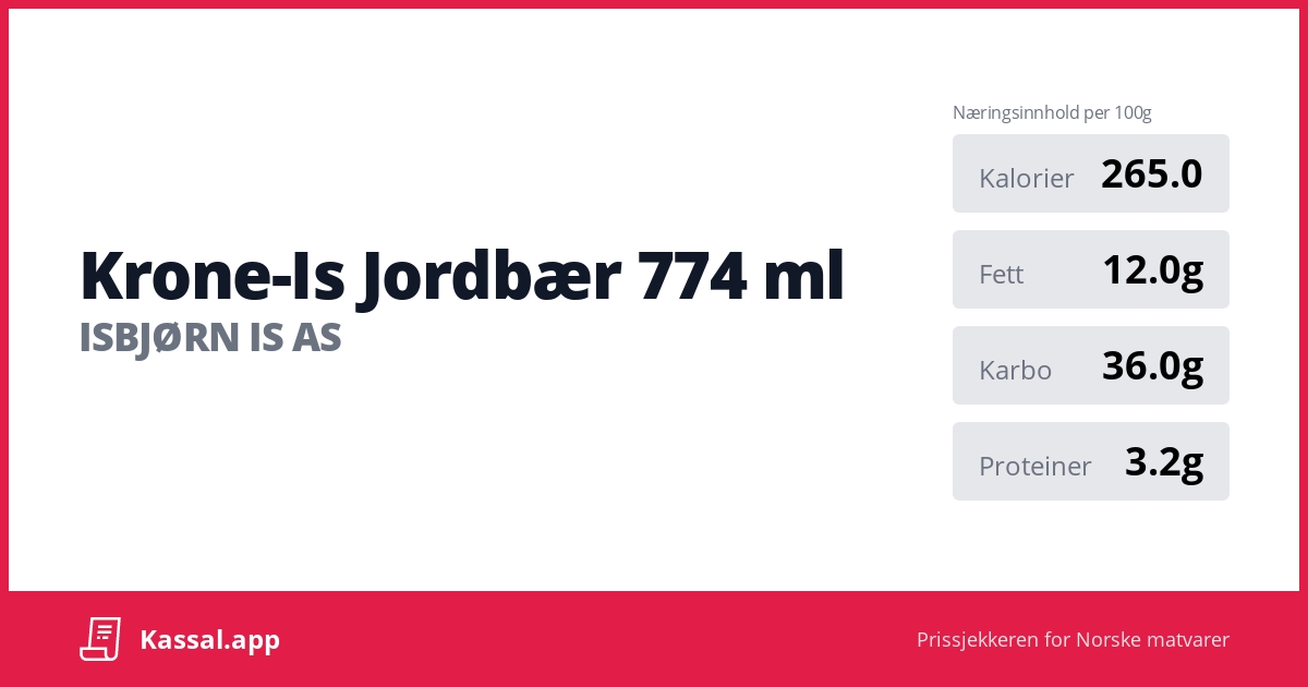 Krone-Is Jordbær 6 stk, 774 ml - Kassalapp®