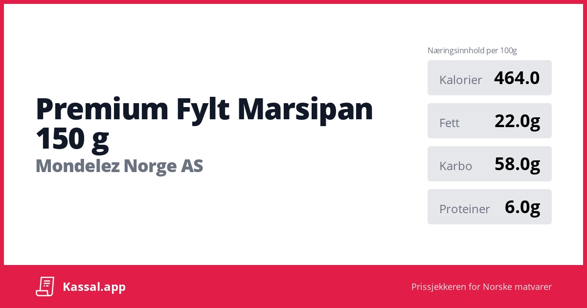 Premium Fylt Marsipan 150 g - Kassalapp®