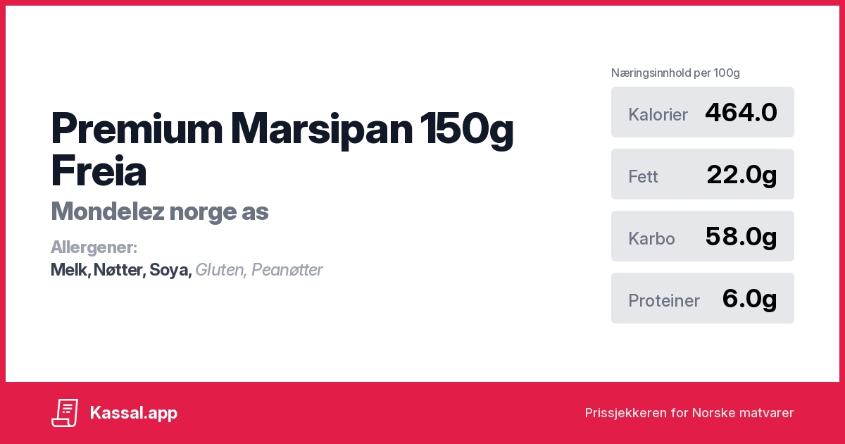 Premium Marsipan 150g Freia - Kassalapp®