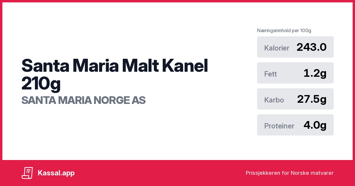 Santa Maria Malt Kanel 210g - Kassalapp®
