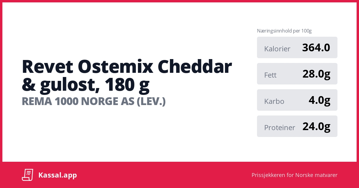 Revet Ostemix Cheddar & gulost, 180 g - Kassalapp®