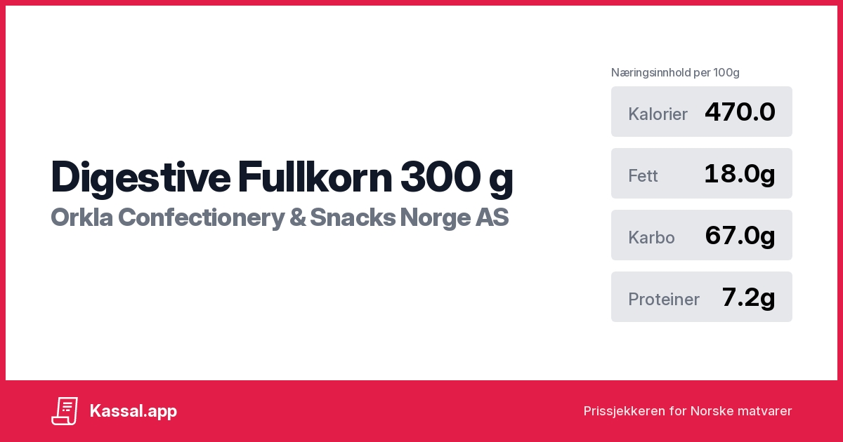 Digestive Fullkorn 300 g - Kassalapp®