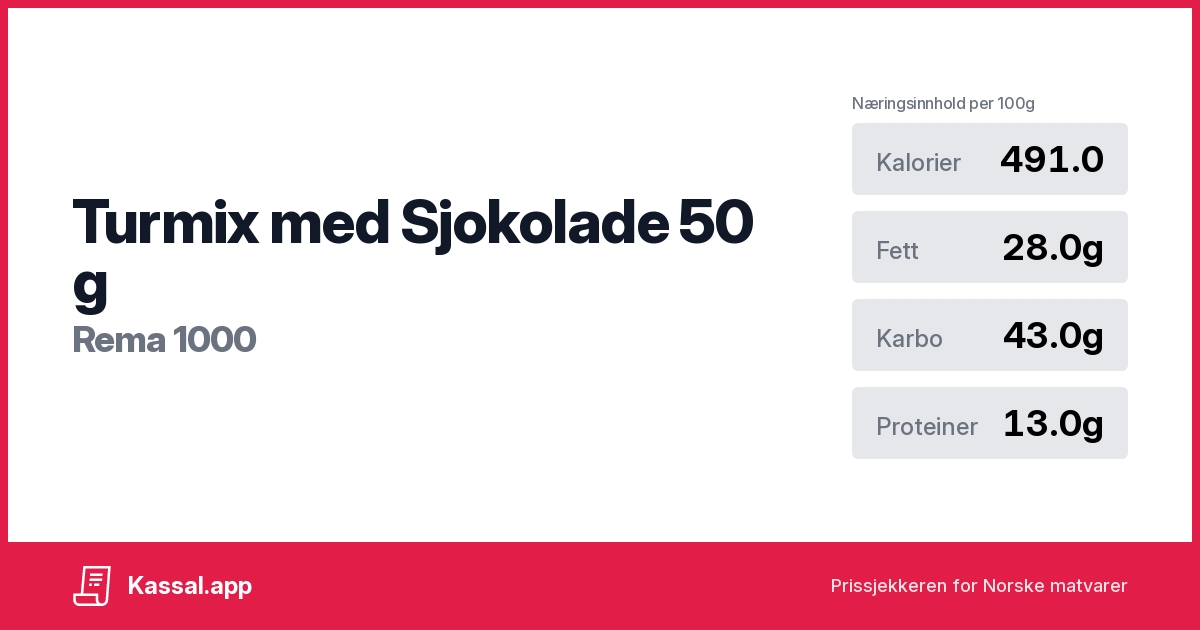 Turmix med Sjokolade 50 g - Kassalapp®