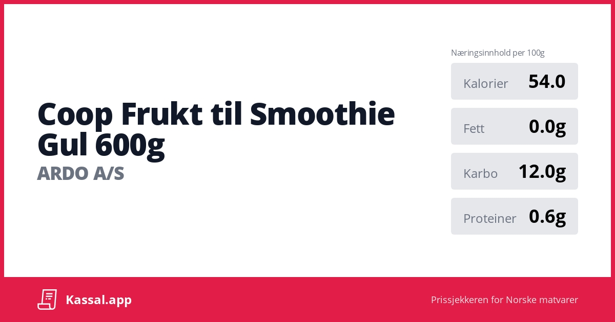 Coop Frukt til Smoothie Gul 600g - Kassalapp®