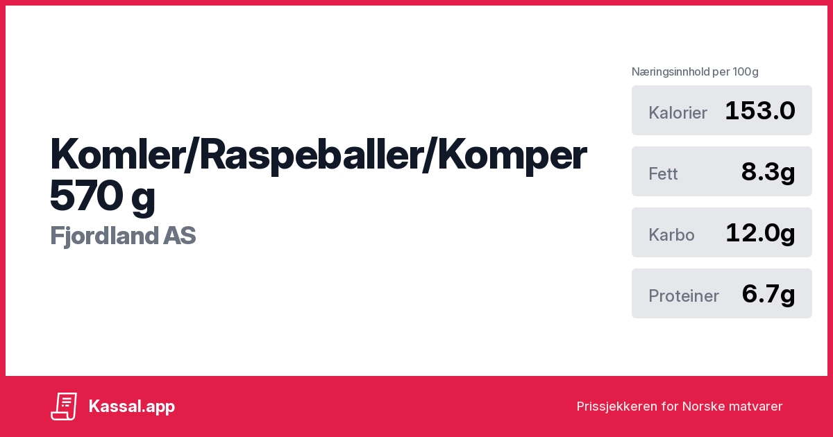 Komler/Raspeballer 570 g - Kassalapp®
