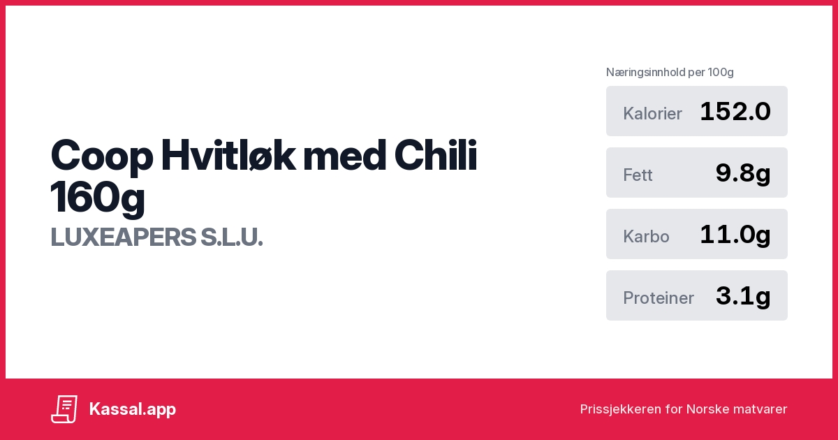 Coop Hvitløk med Chili 160g - Kassalapp®