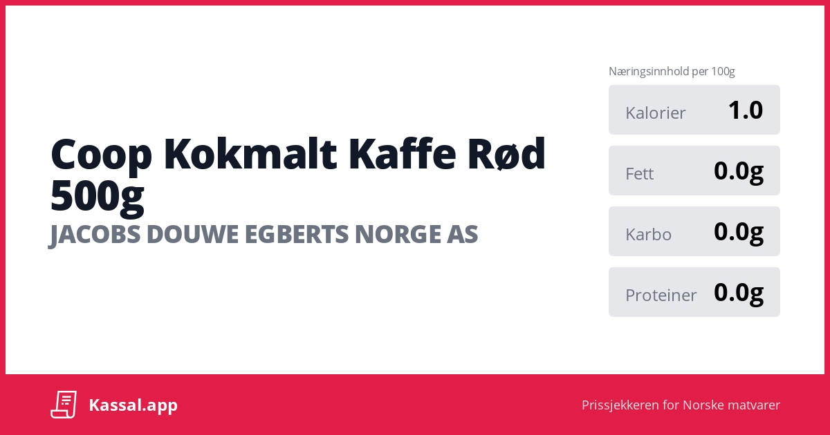 Coop Kokmalt Kaffe Rød 500g - Kassalapp®