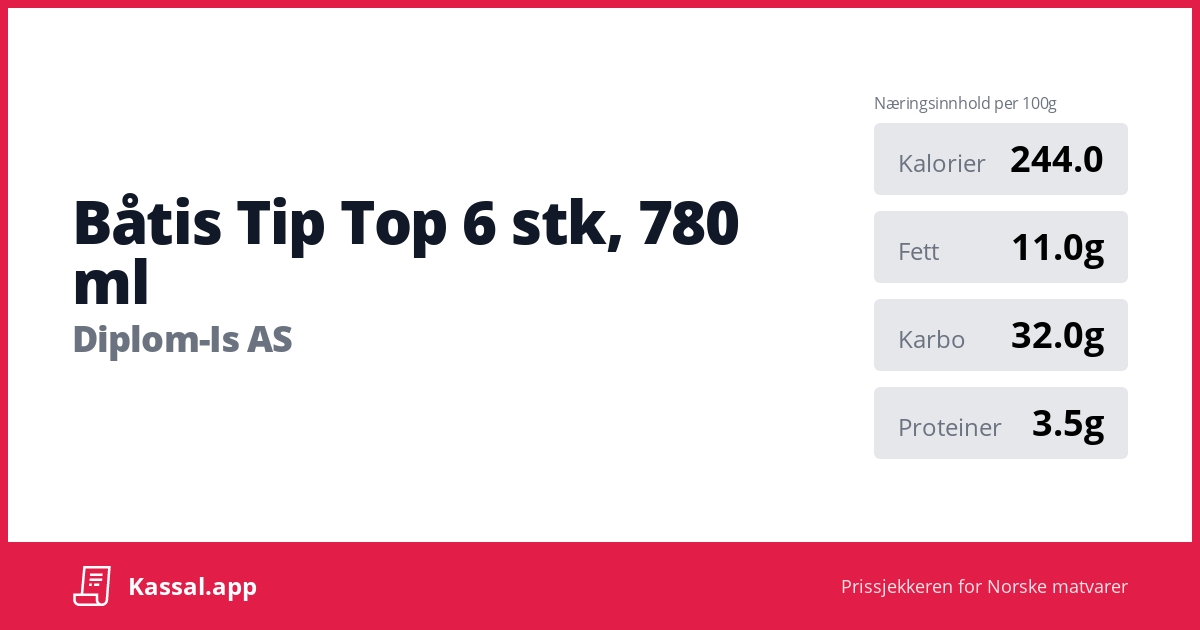 Båtis Tip Top 6 stk, 780 ml - Kassalapp®