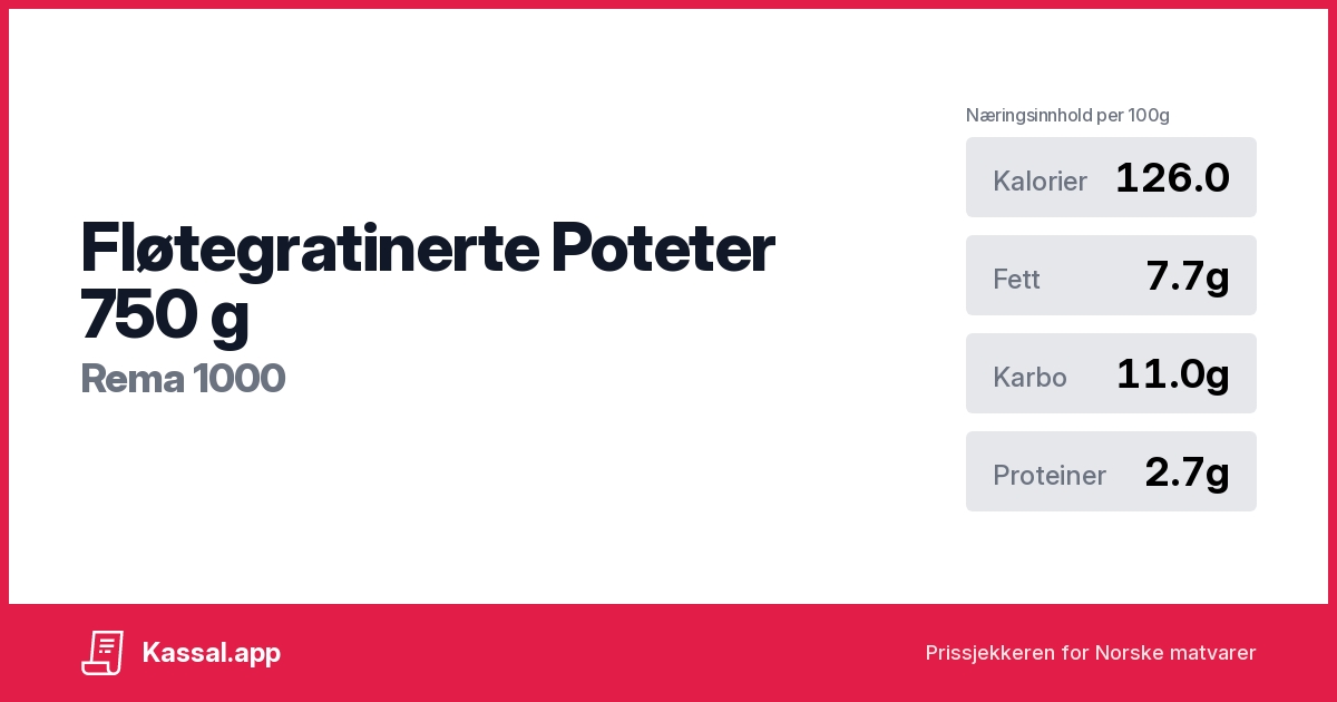 Fløtegratinerte Poteter 750 g - Kassalapp®