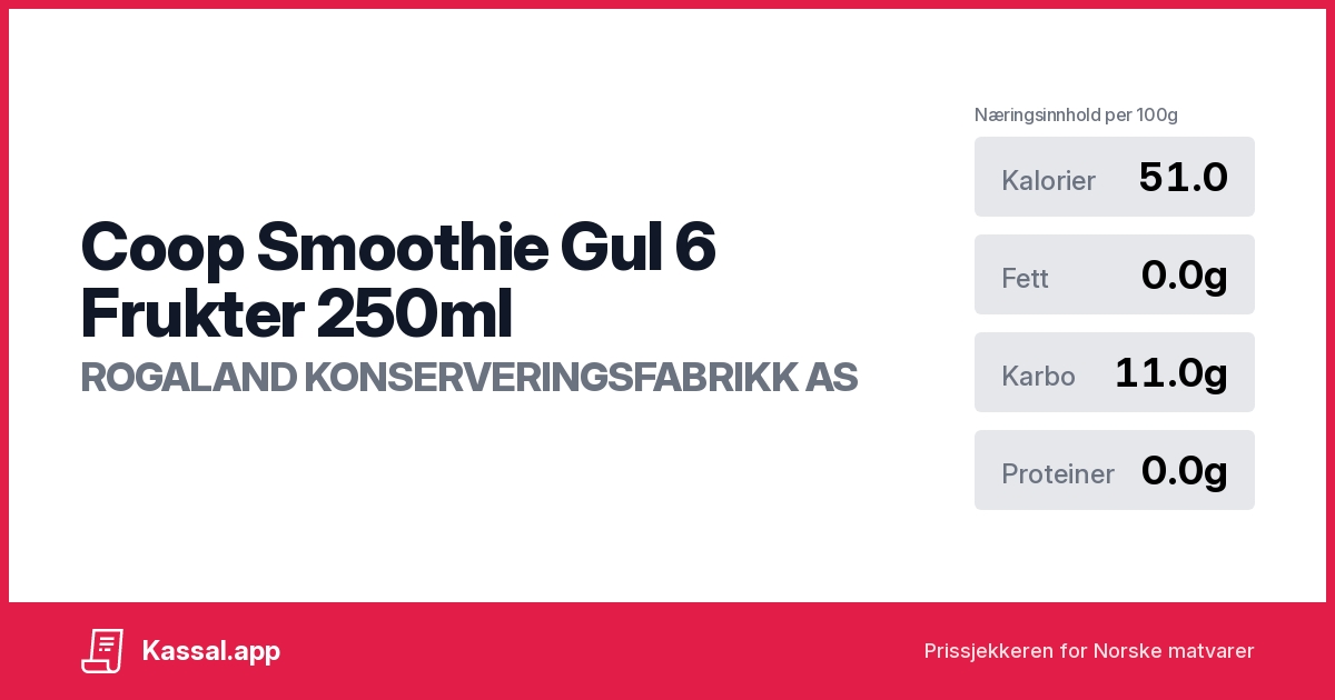 Coop Smoothie Gul 6 Frukter 250ml - Kassalapp®