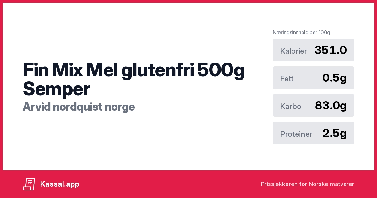 Fin Mix Mel glutenfri 500g Semper - Kassalapp®