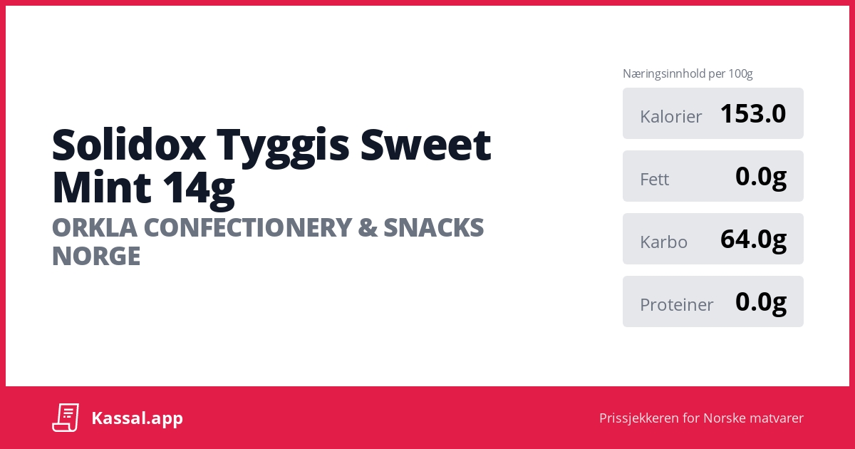 Solidox Tyggis Sweet Mint 14g - Kassalapp®