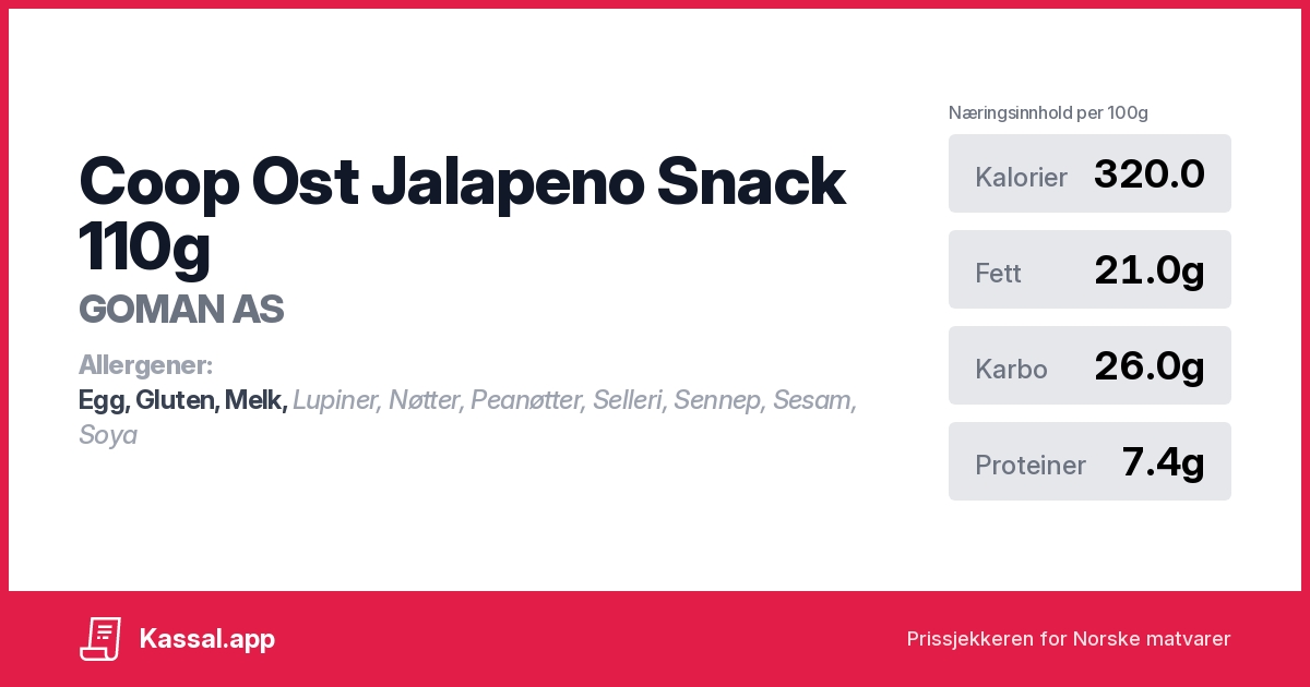 Coop Ost Jalapeno Snack 110g - Kassalapp®