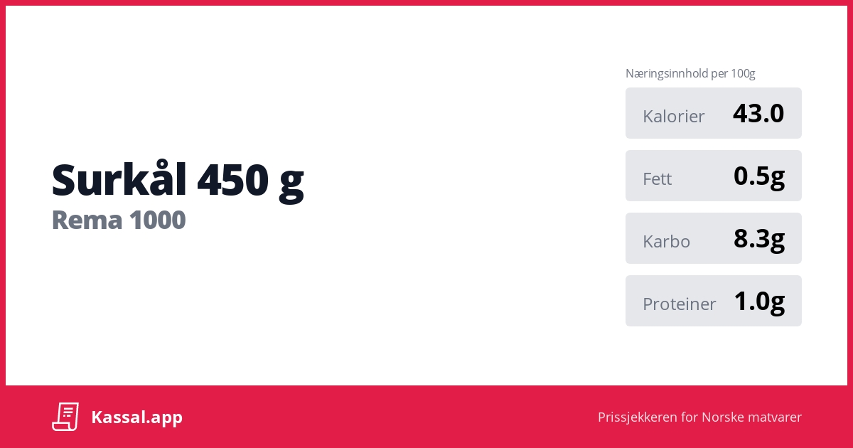 Surkål 450 g - Kassalapp®