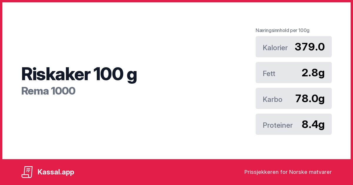 Riskaker 100 g - Kassalapp®