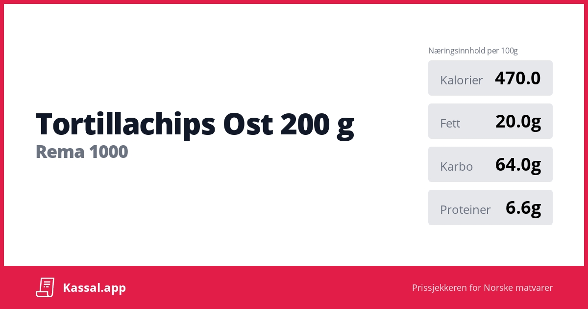 Tortillachips Ost 200 g - Kassalapp®