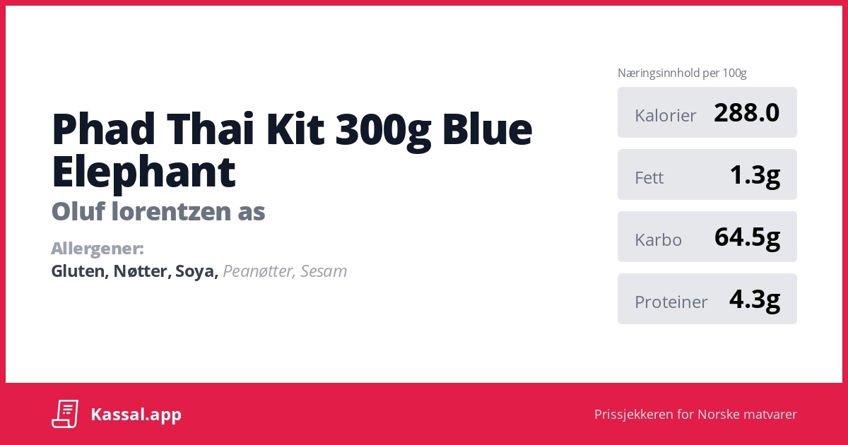 Phad Thai Kit 300g Blue Elephant - Kassalapp®