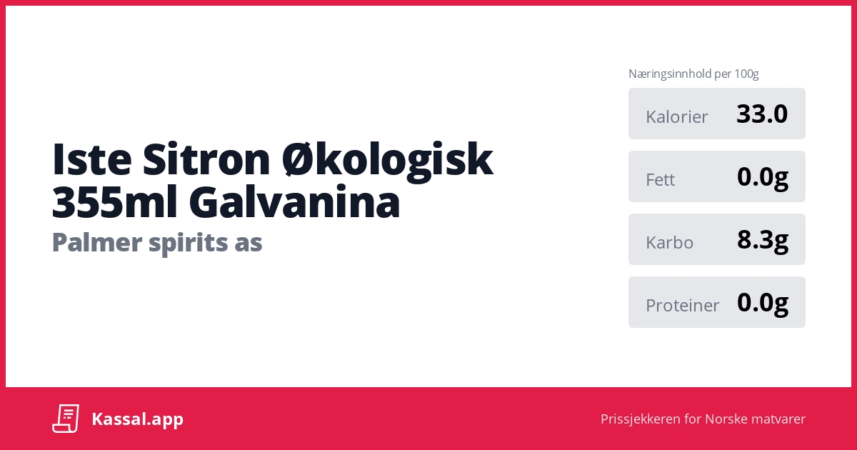 Iste Sitron Økologisk 355ml Galvanina - Kassalapp®