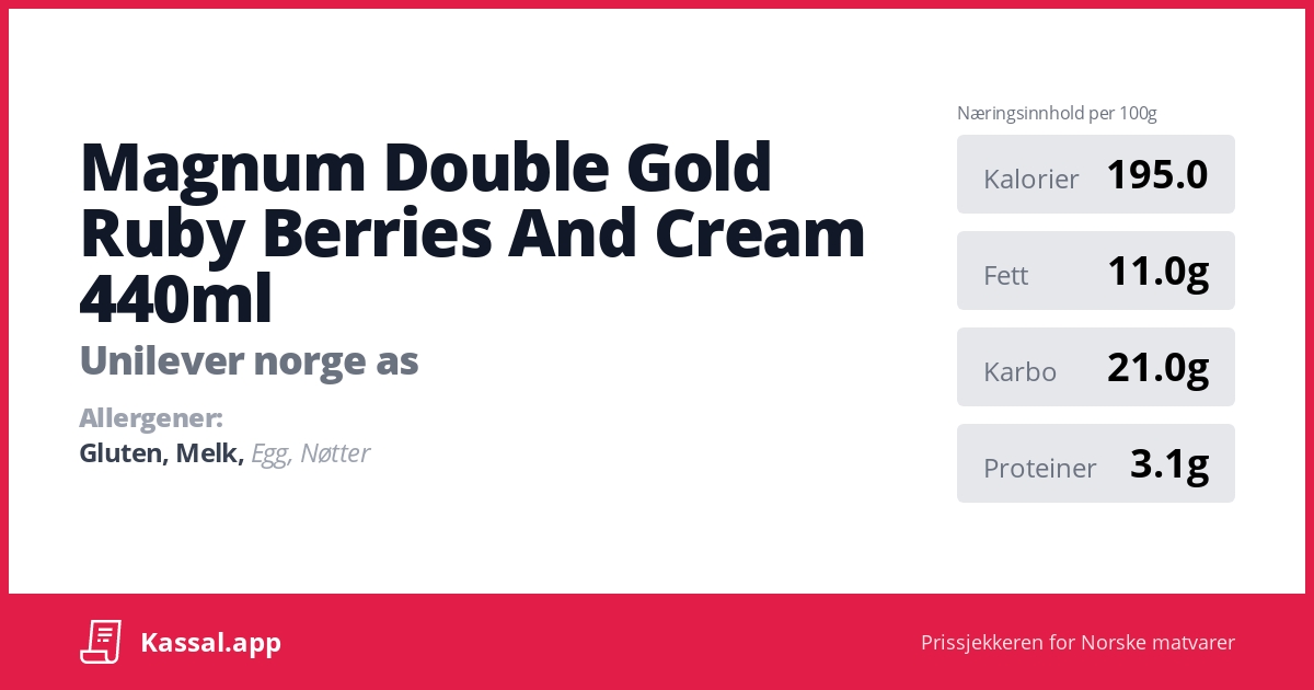 Magnum Double Gold Ruby Berries And Cream 440ml - Kassalapp®