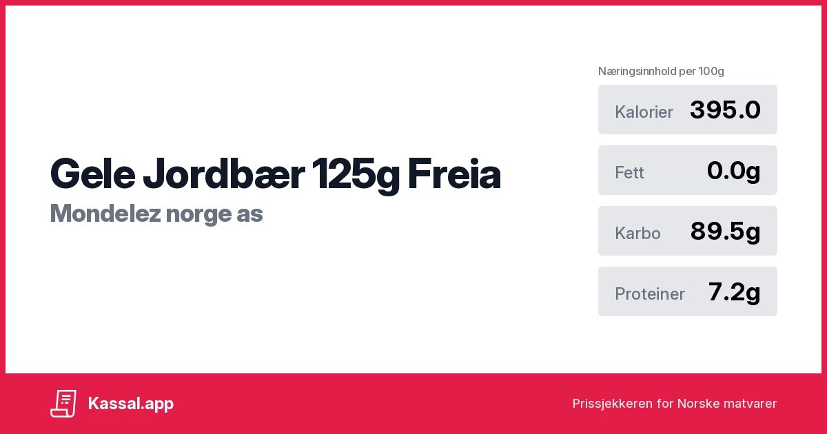 Gele Jordbær 125g Freia - Kassalapp®