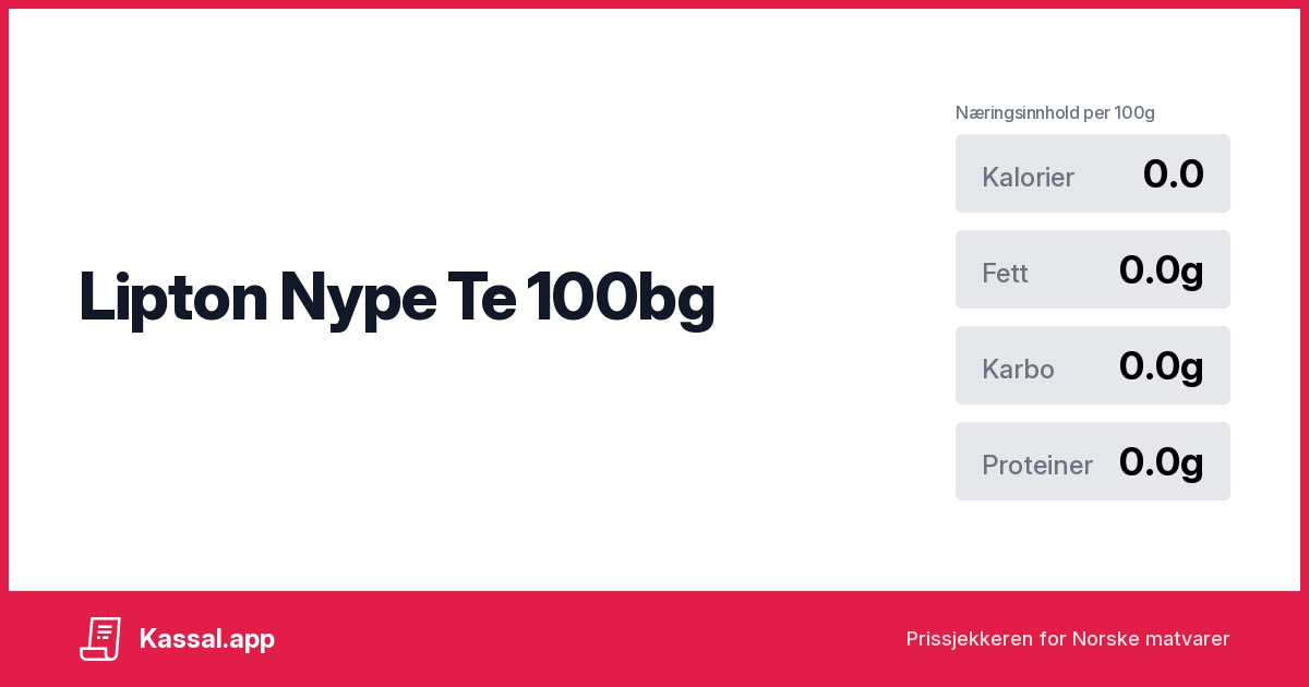 Lipton Nype Te 100bg - Kassalapp®