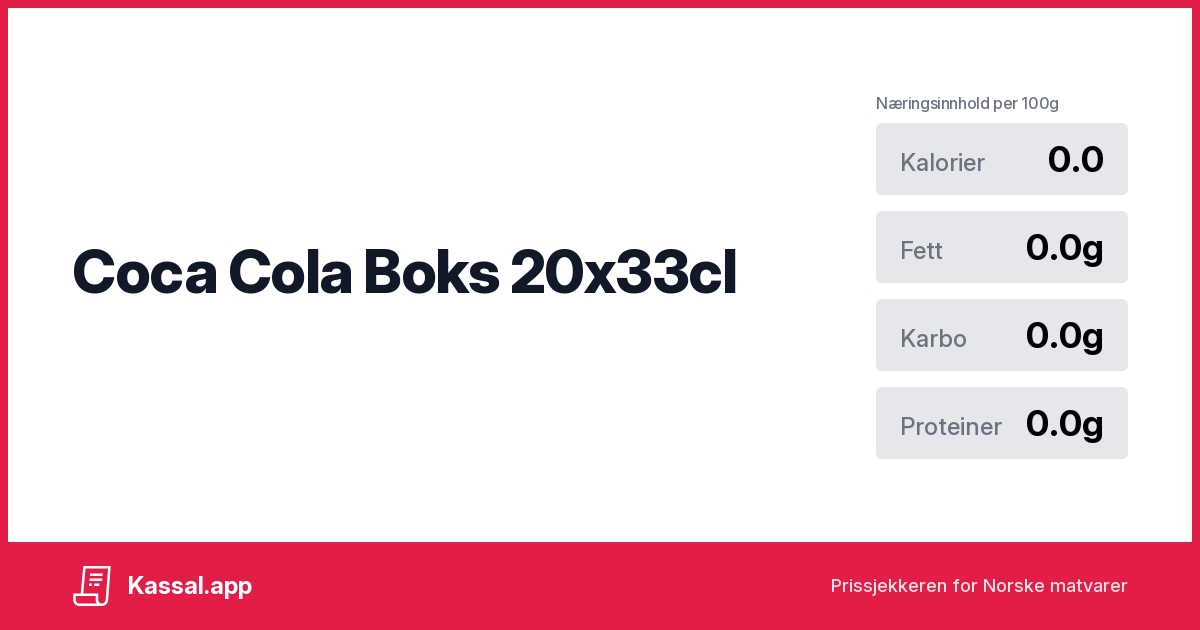 Coca Cola Boks 20x33cl - Kassalapp®