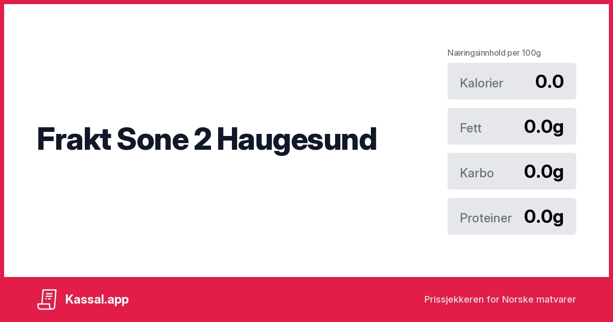 Frakt Sone 2 Haugesund - Kassalapp®