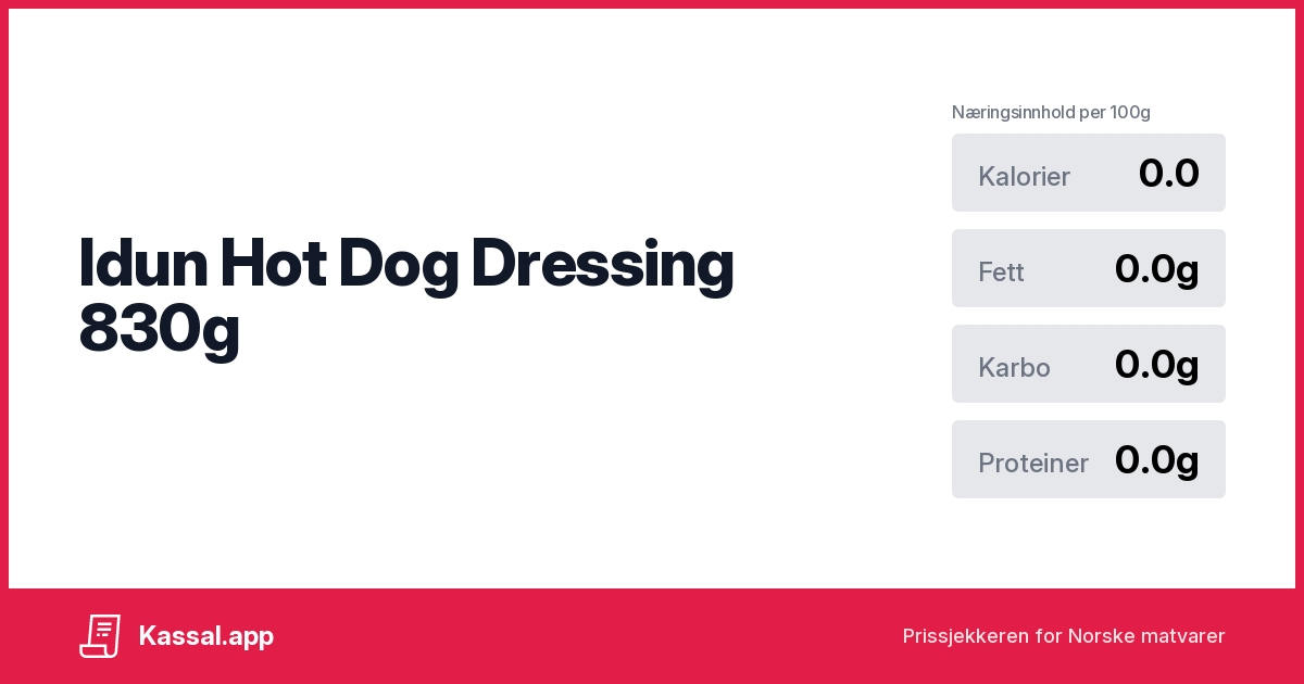 Idun Hot Dog Dressing 830g - Kassalapp®