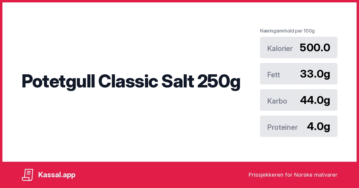 Potetgull Classic Salt 250g - Kassalapp®