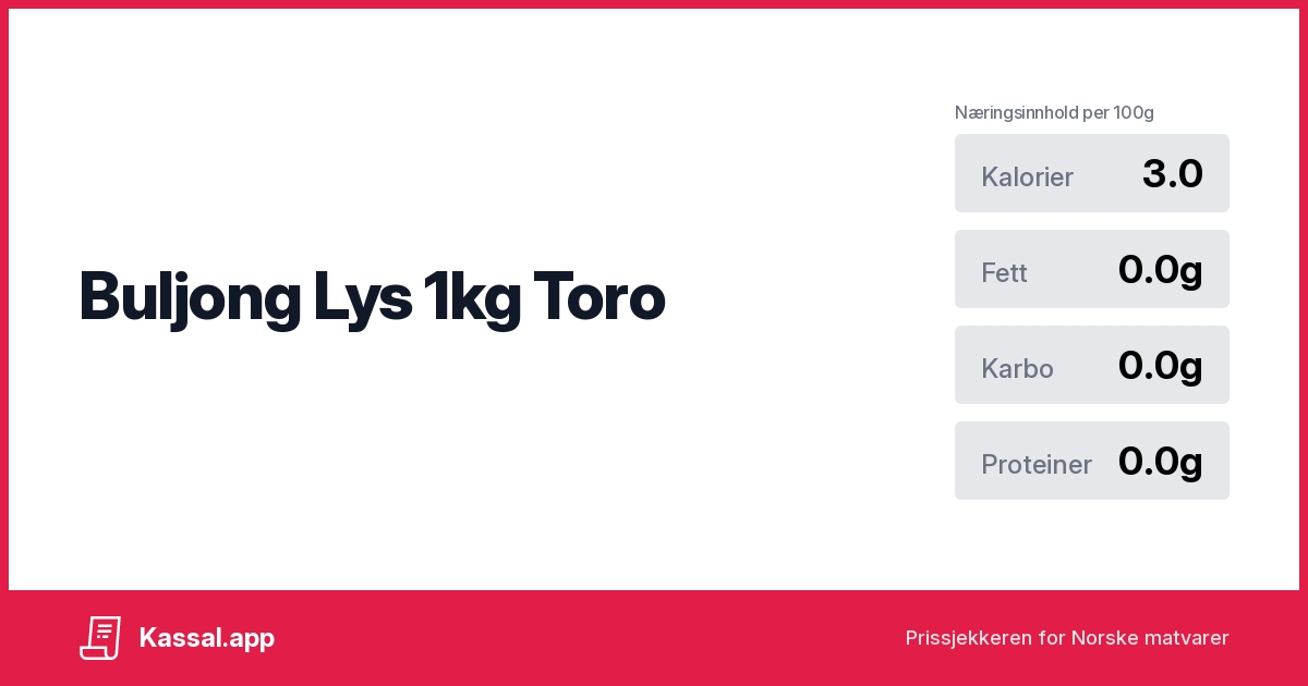 Buljong Lys 1kg Toro - Kassalapp®