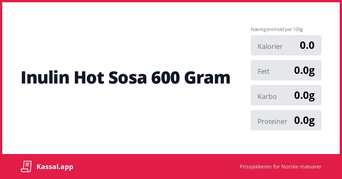 Inulin Hot Sosa 600 Gram - Kassalapp®