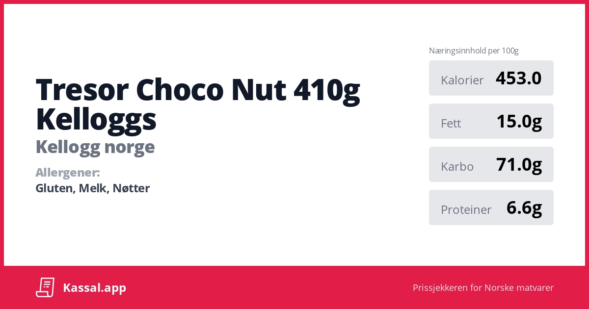 Tresor Choco Nut 410g Kelloggs - Kassalapp®