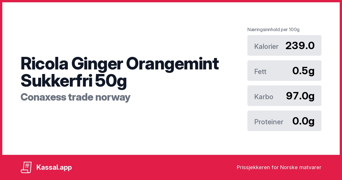 Ricola Ginger Orangemint Sukkerfri 50g - Kassalapp®