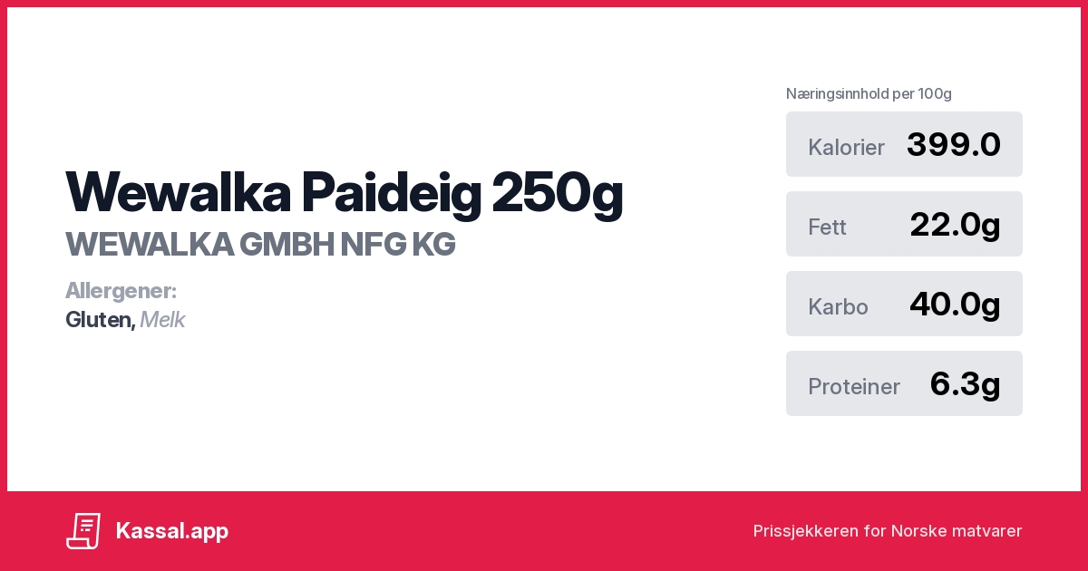 Wewalka Paideig 250g - Kassalapp®